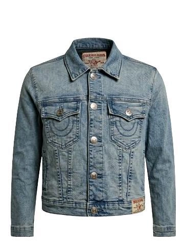 True Religion Denim Trucker Jacket With Logo Detail - Blue