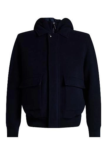 Paul & Shark Virgin Wool, Nylon, And Cashmere Jacket With Hood - Navy