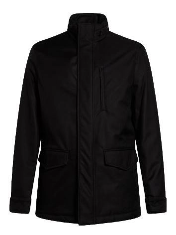 Paul & Shark Jacquard Polyester Jacket With Concealed Hood - Black