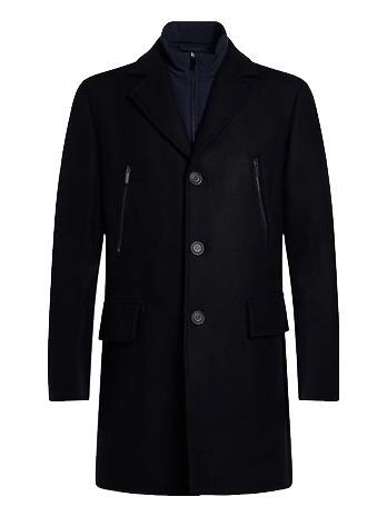 Paul & Shark Midnight Virgin Wool, Nylon, Cashmere Coat - Blue