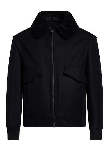 Paul & Shark Wool And Nylon Bomber Jacket With Plush Trims - Blue