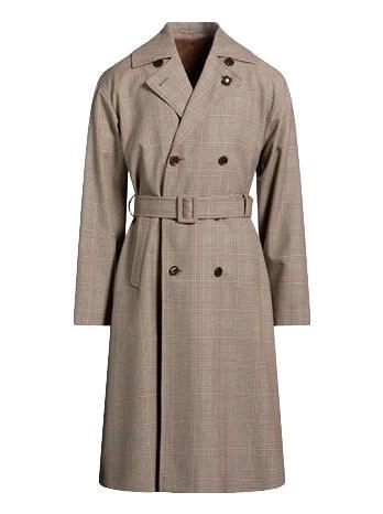 LARDINI Belted Glen Plaid Wool Coat - Beige
