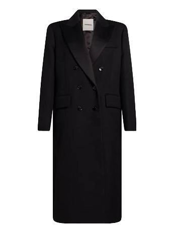 Sandro Double-breasted Wool Blend Coat - Black