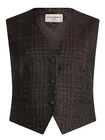 Officine Générale Virgin Wool Glen Plaid Vest - Brown