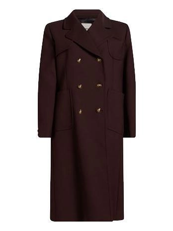 Sandro Double-breasted Chocolate Polyester And Virgin Wool Coat - Brown