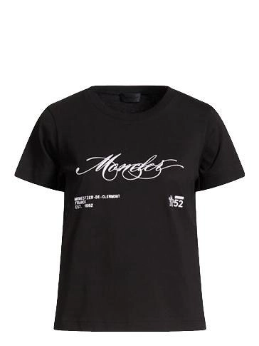 Moncler Cotton Jersey T-shirt With Embroidered Logo - Black
