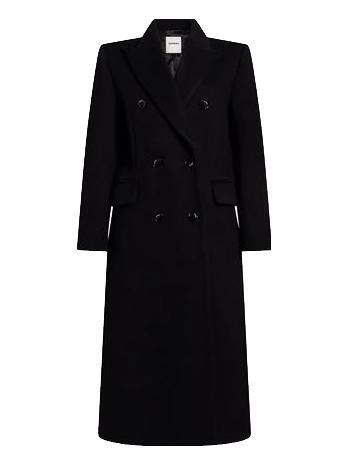 Sandro Double-breasted Wool Blend Coat - Black