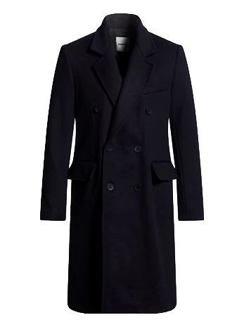 Sandro Virgin Wool And Cashmere Blend Double-breasted Coat - Blue