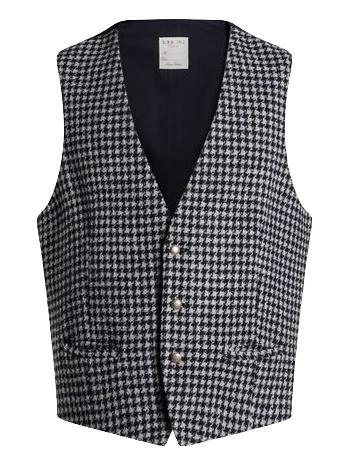 L.B.M. 1911 Houndstooth Textured Wool Blend Vest - Grey