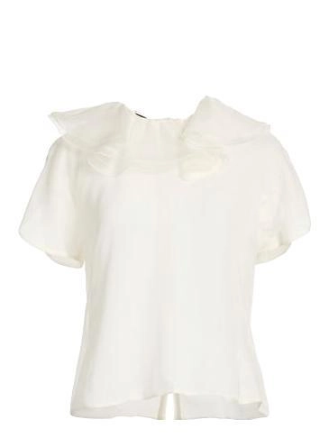 Emporio Armani Silk Organza Ruffled Top - White