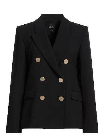 Armani Exchange Double Breasted Polyester Blazer - Black