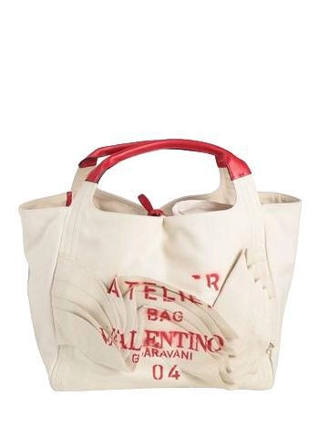 Valentino Garavani Maxi Shopper Bag In Soft Leather And Textile Fibers - Ivory