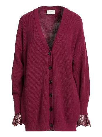 VICOLO Garnet Viscose, Polyamide, Wool, And Cashmere Cardigan - Red