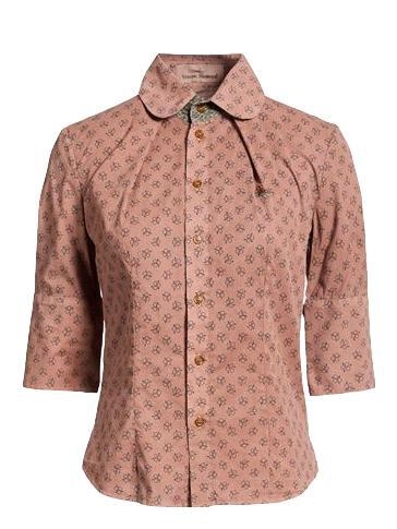 VIVIENNE WESTWOOD Cotton Elastane Floral Print Shirt With Peter Pan Collar - Pink