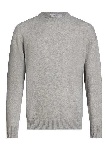 LANEUS Cashmere Blend Crewneck Sweater - Light Grey
