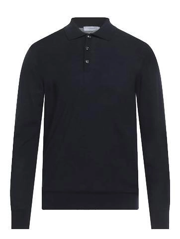 CRUNA Virgin Wool Long Sleeve Polo - Blue