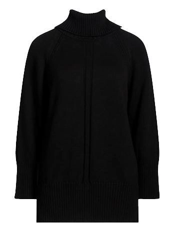 Alpha Studio Wool Turtleneck With Side Slits - Black