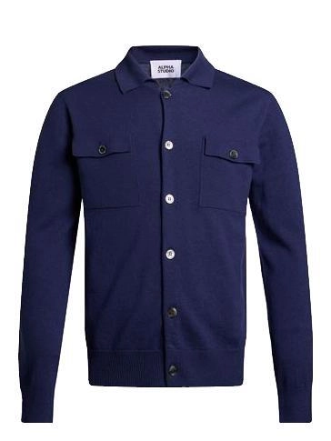 Alpha Studio Geelong Wool Cardigan - Blue