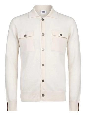Alpha Studio Geelong Wool Cardigan With Chest Pockets - Ivory