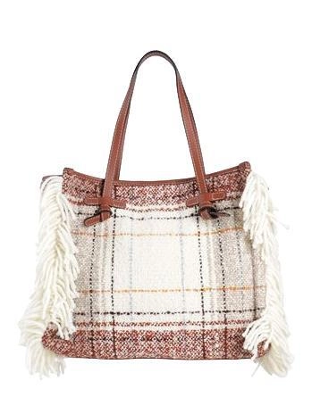 GIANNI CHIARINI Textile Fibers And Leather Tote With Fringes - Beige