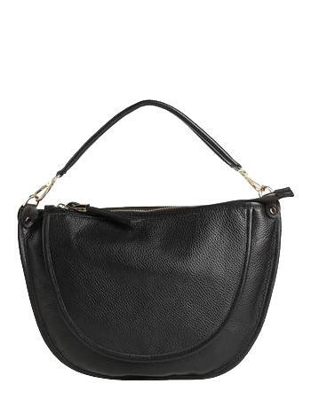LAURA DI MAGGIO Pebbled Leather Handbag With Charms - Black