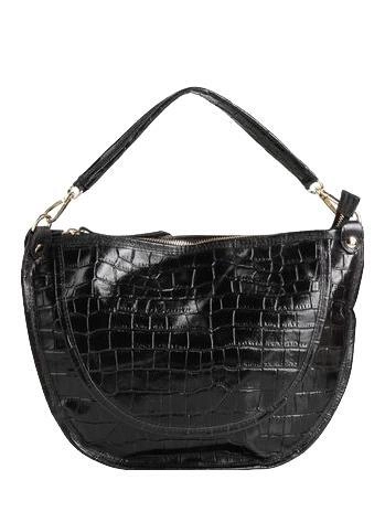 LAURA DI MAGGIO Garnet Leather Handbag With Crocodile Print - Black
