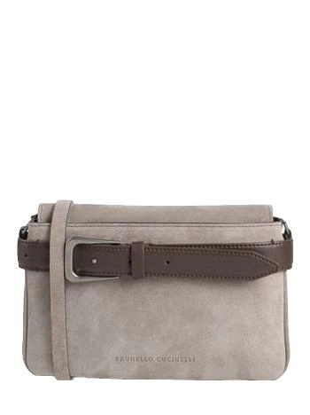 Brunello Cucinelli Suede Leather Crossbody Bag - Grey