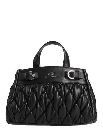Armani Exchange Quilted Tote Bag With Detachable Shoulder Strap - Black