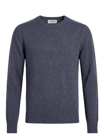 Officine Générale Virgin Wool Crewneck Sweater - Navy