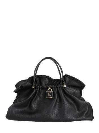 ERMANNO FIRENZE Leather Tote Bag With Lock Detail - Black