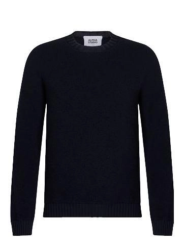 Alpha Studio Midnight Wool Sweater - Blue