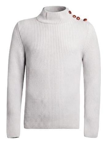 ZANONE Virgin Wool Turtleneck Sweater With Button Detailing - Grey