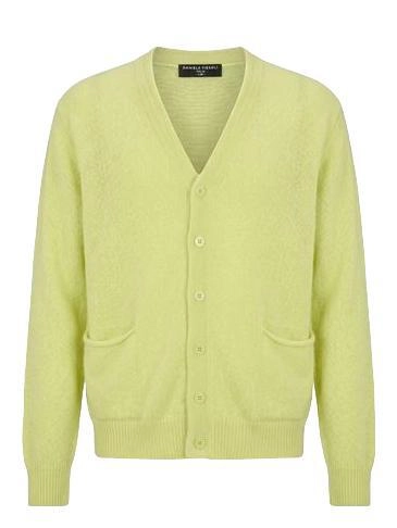 DANIELE FIESOLI Lime Merino Wool, Superkid Mohair, And Cashmere Cardigan - Green