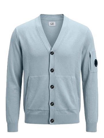C.P. COMPANY Cotton Cardigan With Zipped Pocket - Blue