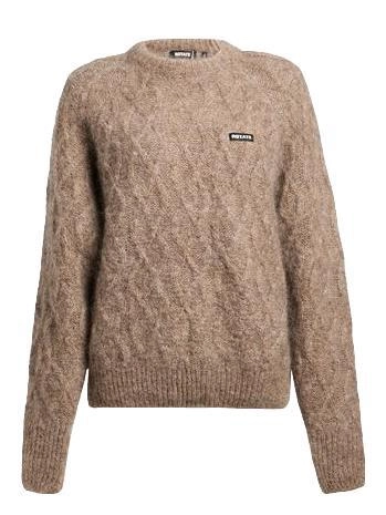 ROTATE BY BIRGER CHRISTENSEN Khaki Mélange Cable-knit Alpaca Wool Blend Sweater - Beige