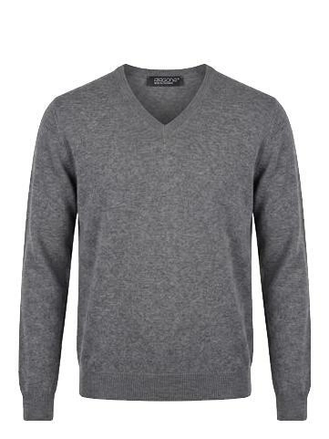 ARAGONA Cashmere Silk V-neck Sweater - Grey
