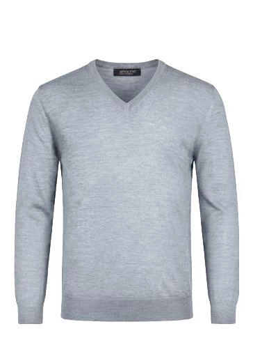 ARAGONA Light Cashmere And Silk V-neck Sweater - Grey