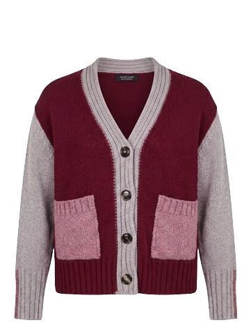 ARAGONA Multicolor Cashmere Long-sleeve Cardigan - Red