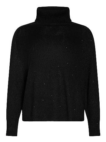 CARACTÈRE Sequined Turtleneck Knit Top - Black