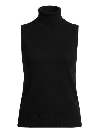 CARLA G. Sleeveless Turtleneck Knit Top - Black