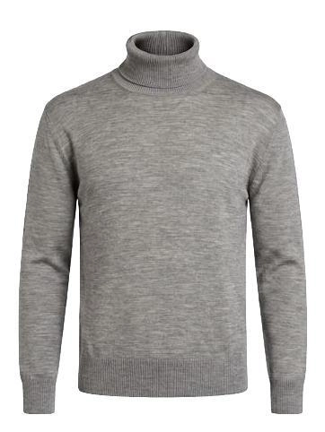 CARLA G. Merino Wool Turtleneck Sweater - Grey