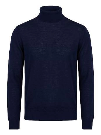 CARLA G. Merino Wool Turtleneck Sweater - Navy
