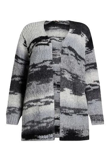 CARLA G. Multicolor Wool Blend Cardigan - Grey