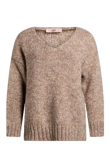 CARLA G. Wool Blend V-neck Sweater - Beige