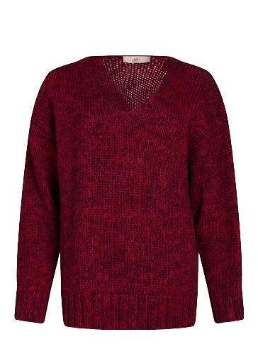 CARLA G. Wool Blend V-neck Sweater - Garnet