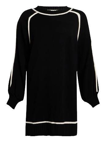 CARLA G. Two-tone Crewneck Sweater - Black