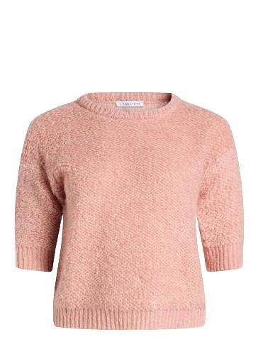 CARACTÈRE Mélange Crewneck Short-sleeve Sweater - Blush
