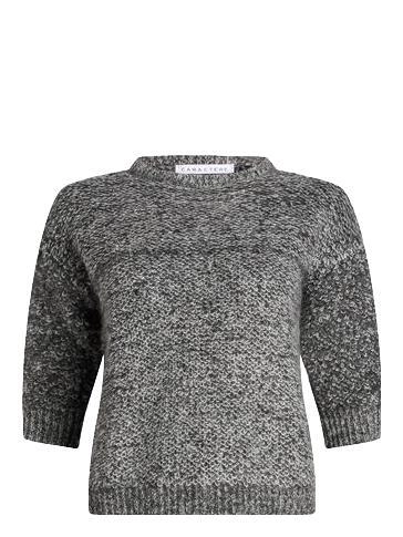 CARACTÈRE Mélange Crewneck Short-sleeve Sweater - Grey