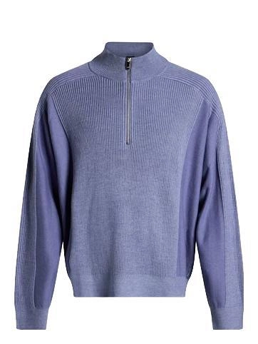 Armani Exchange Ribbed Knit Half-zip Sweater - Blue