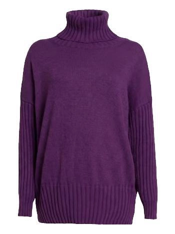 CARLA G. Turtleneck Heavy Knit Pullover - Purple